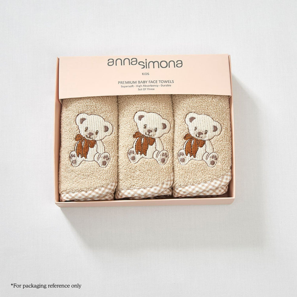 Teddy Face Towel - Set of Three – Annasimona Kids